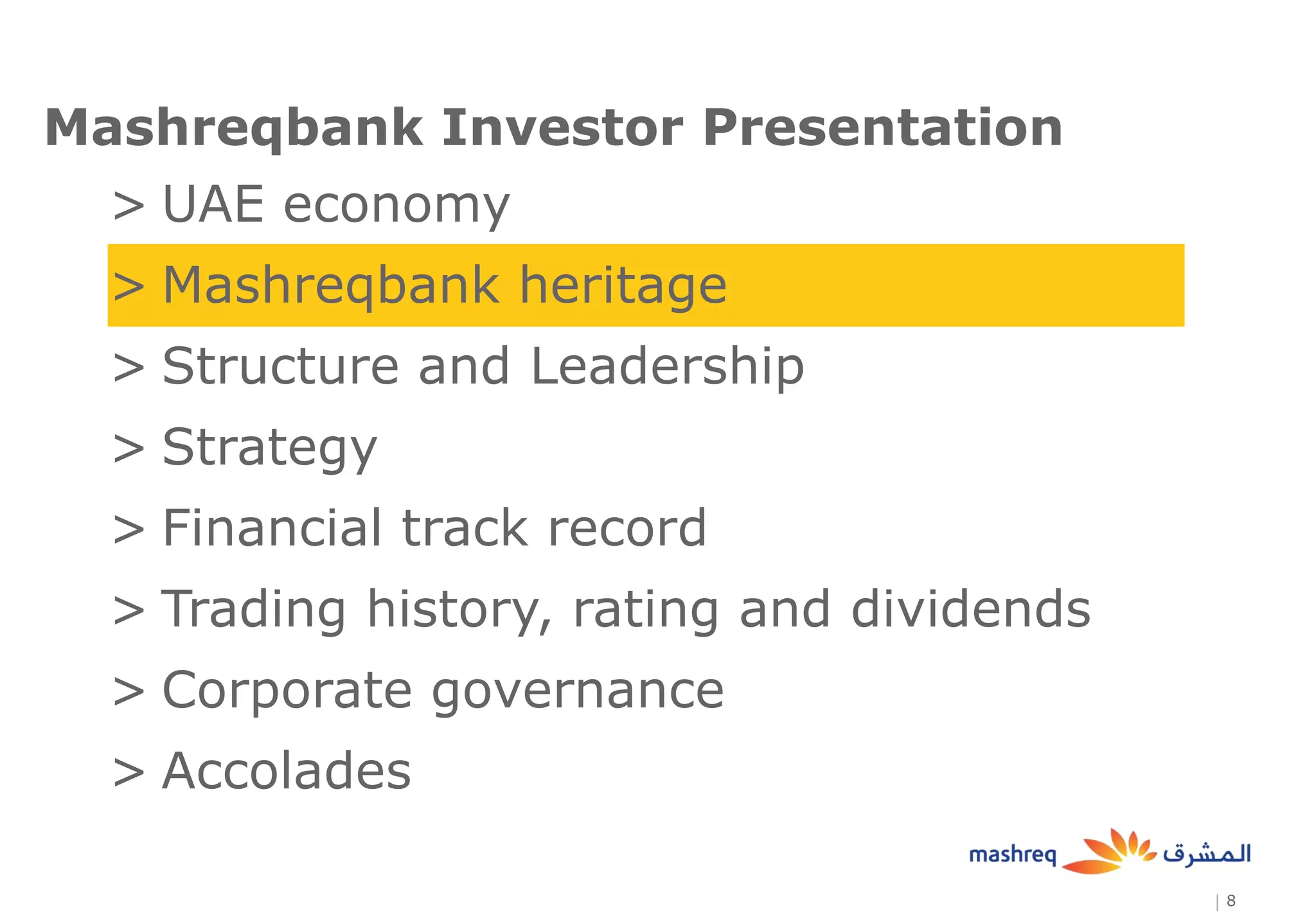 Mashreq - Investor Presentation | PDF