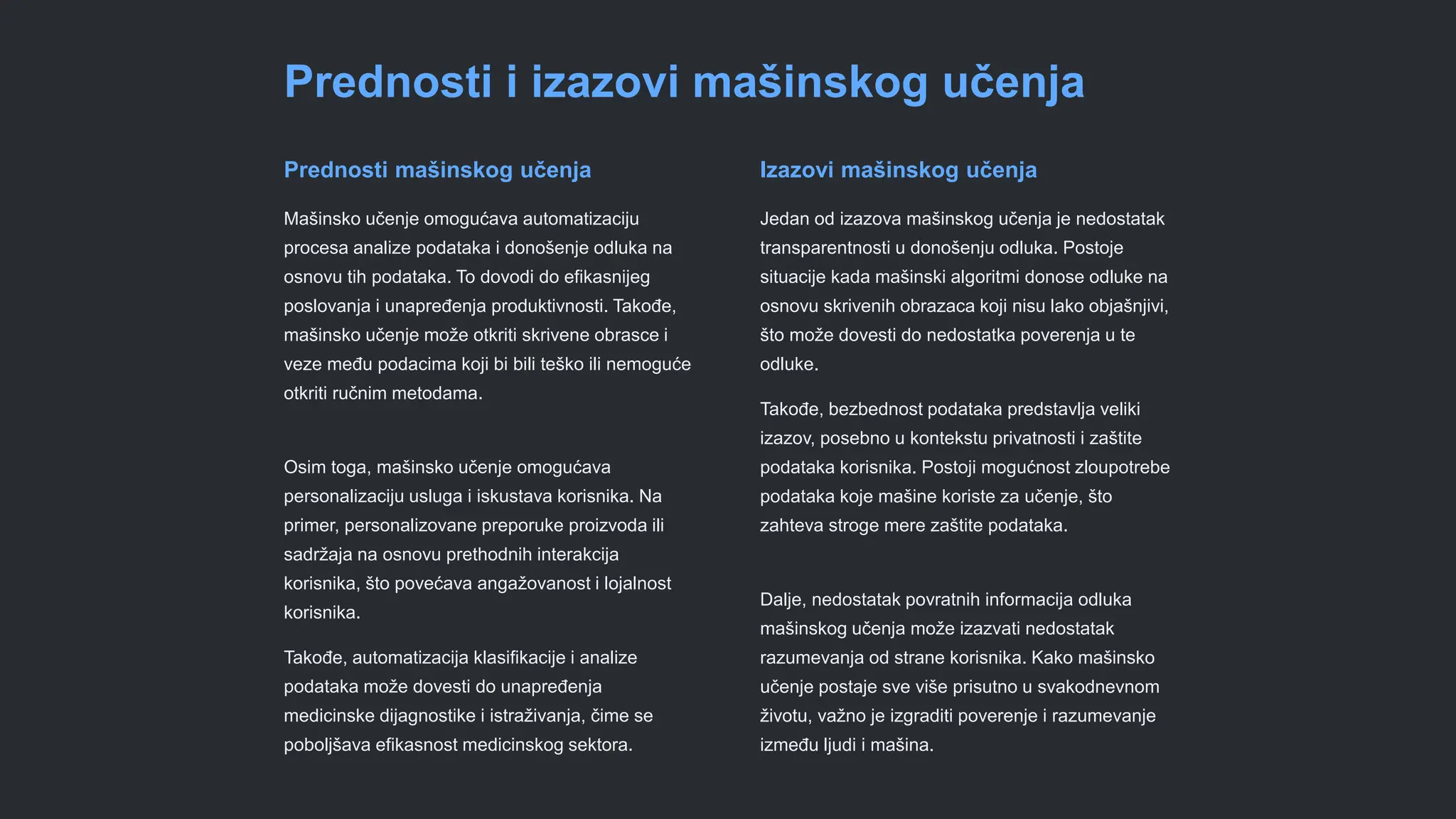 masinsko ucenje, vjestacka inteligencija | PPTX