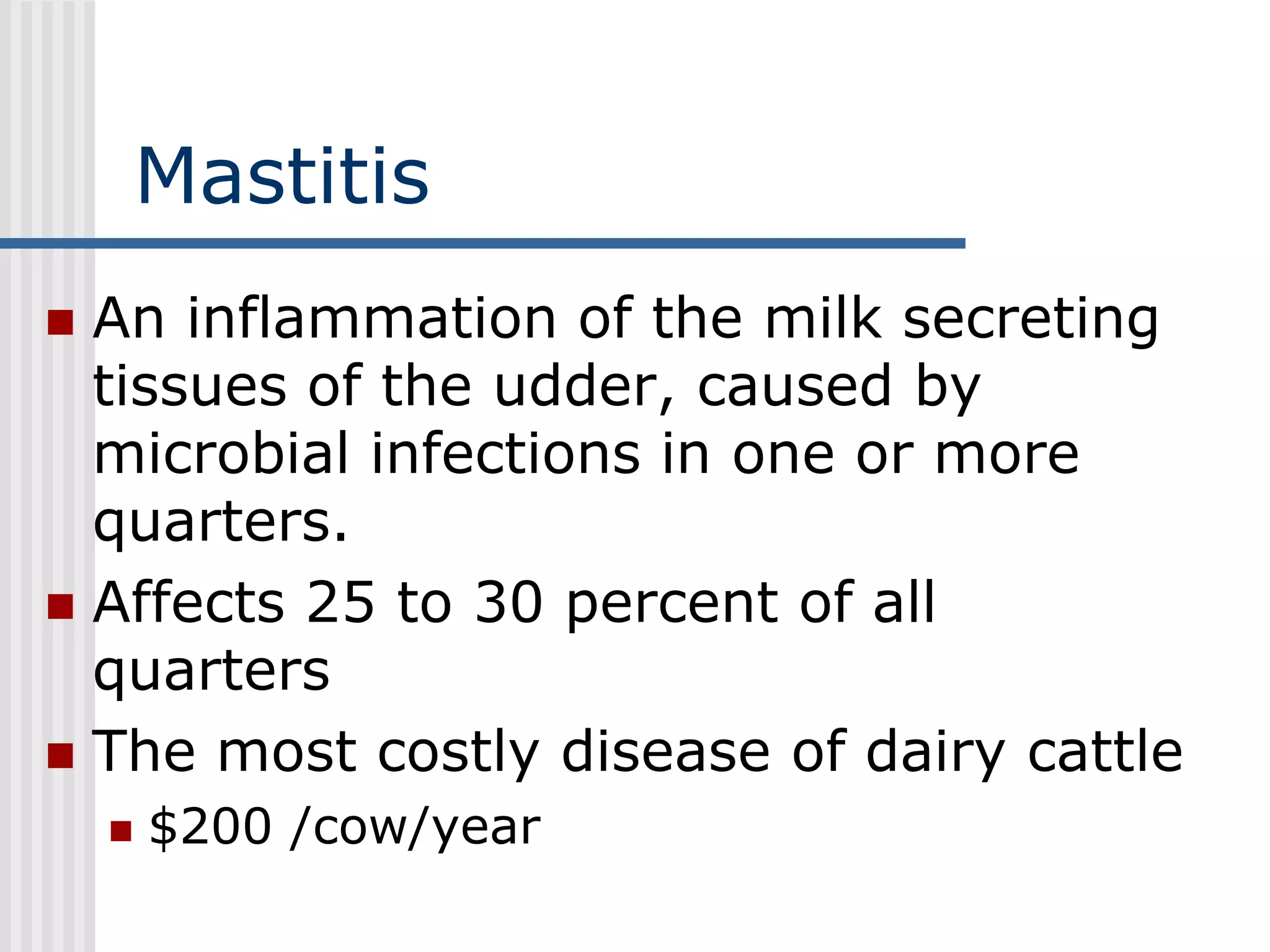 Mastitis in dairy cattle causes and treatment | PDF