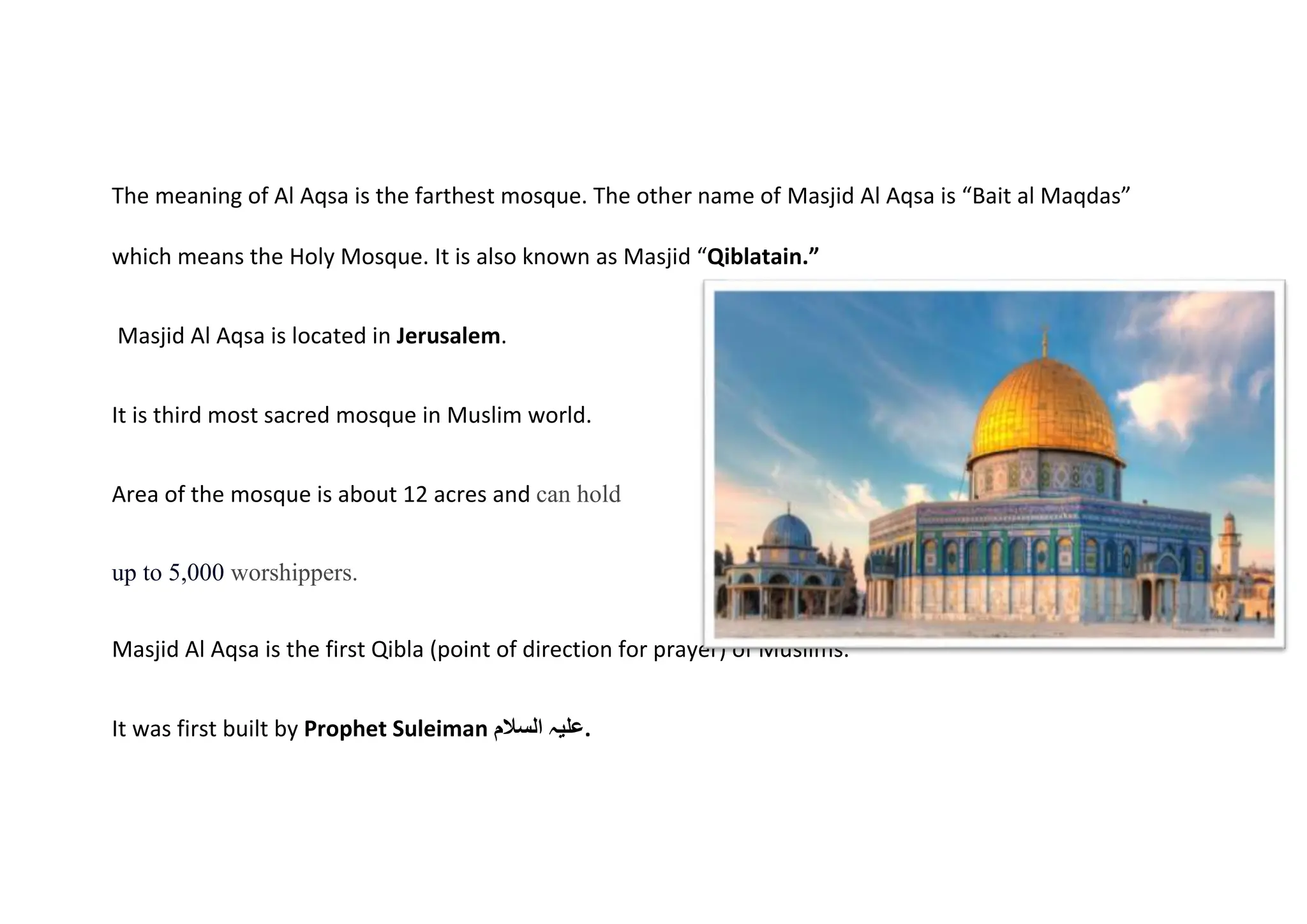 Masjid An Nabawi infirmational slides for kids | DOCX