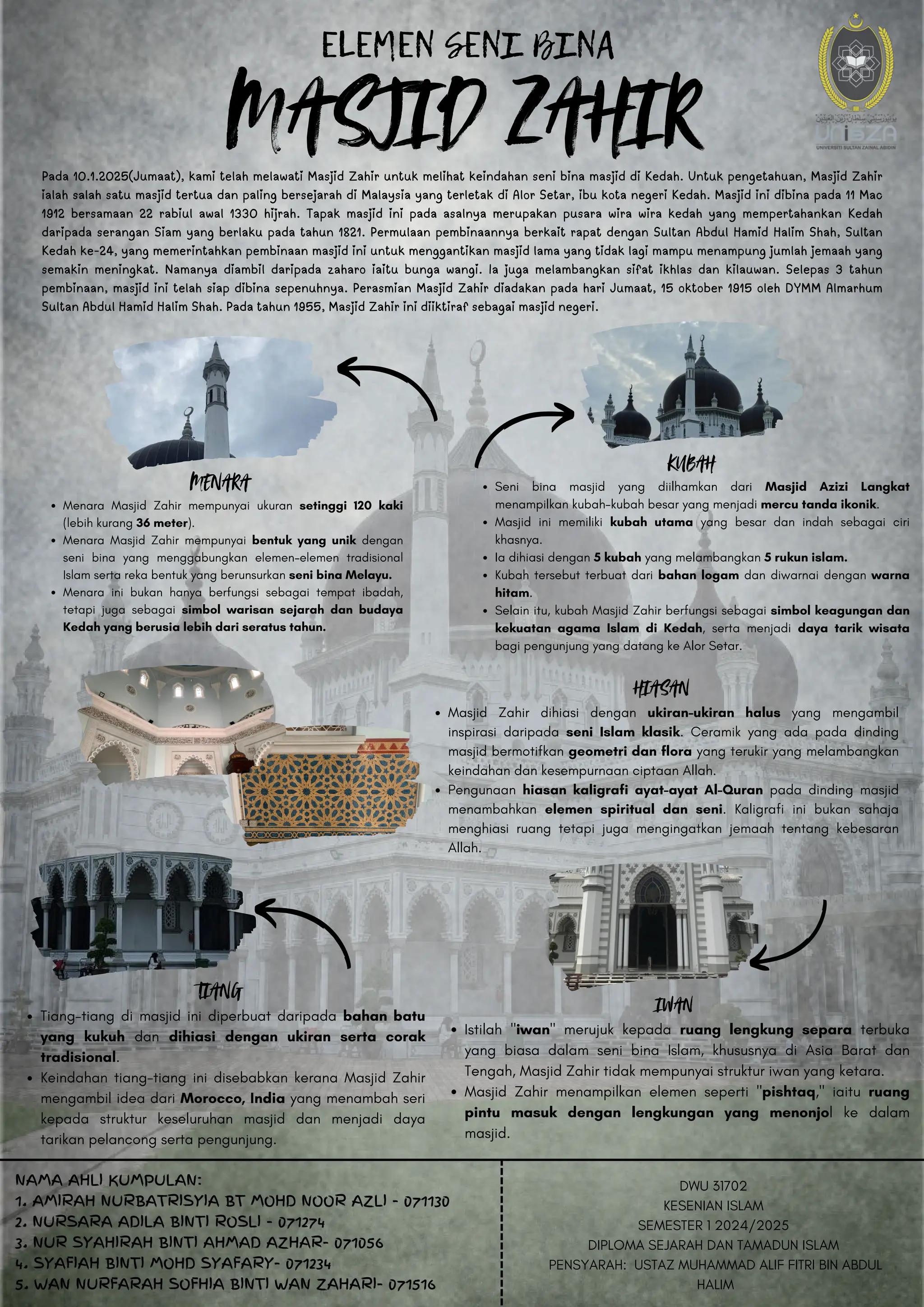 [KESENIAN ISLAM] SENI BINA MASJID ZAHIR,ALOR SETAR,KEDAH | PDF
