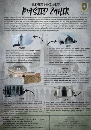 [KESENIAN ISLAM] SENI BINA MASJID ZAHIR,ALOR SETAR,KEDAH | PDF