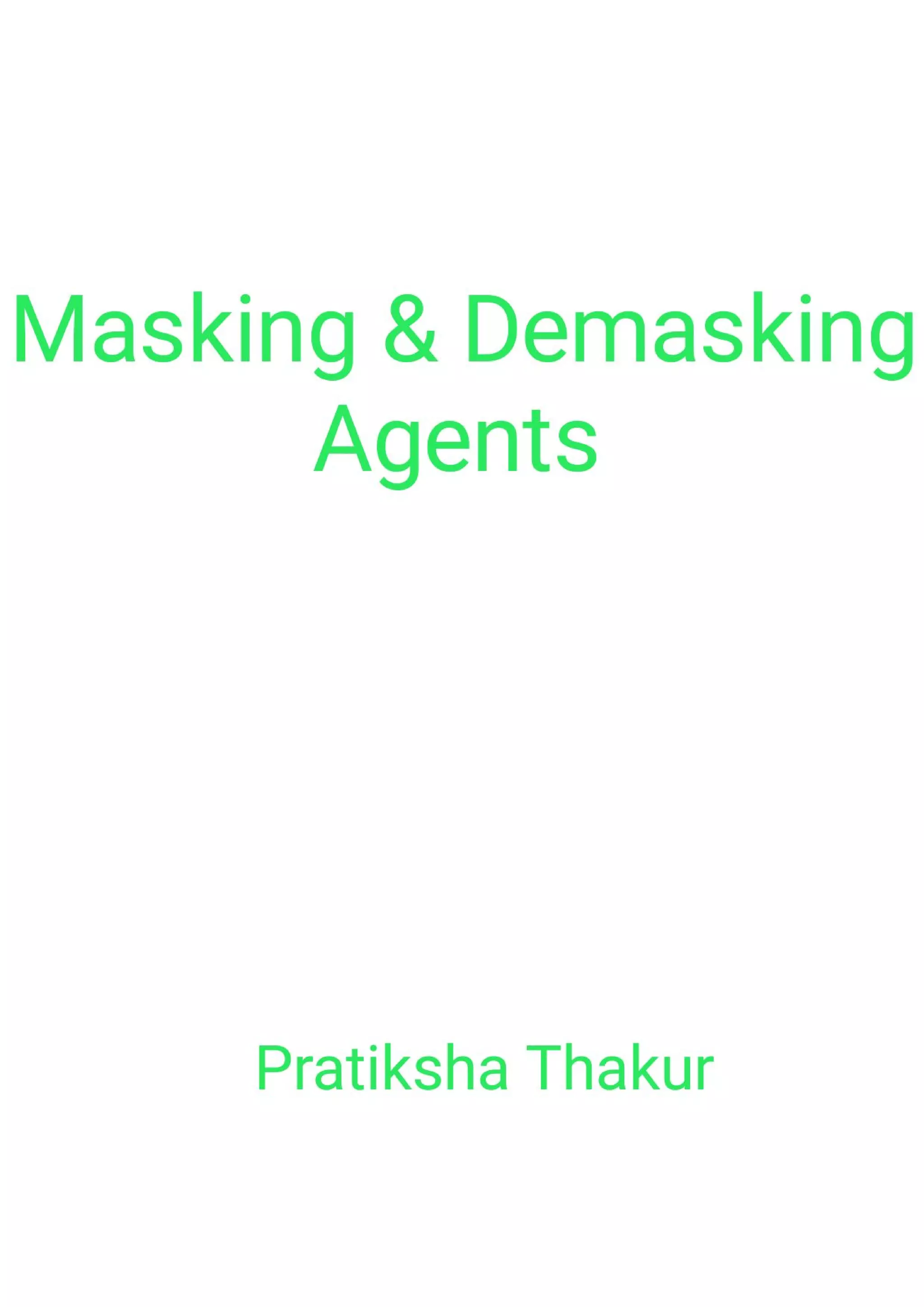 Masking and Demasking Agents | PDF