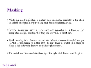 Masking and Lithography Techniques in Microelectronics | PDF