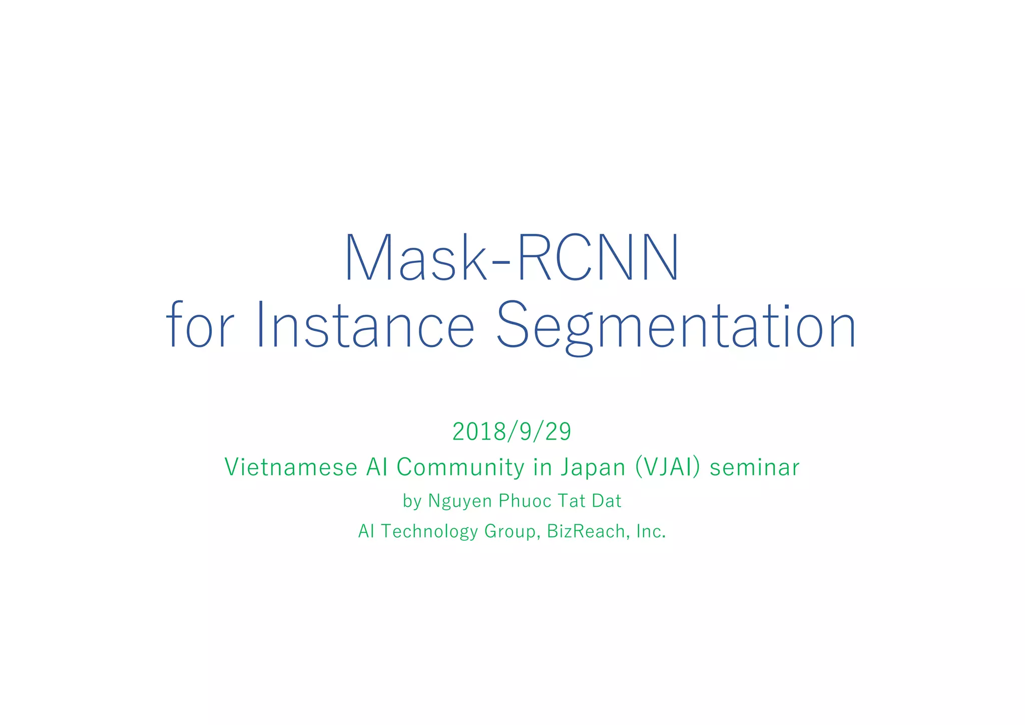 Mask-RCNN for Instance Segmentation | PDF