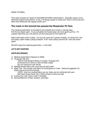 Mask Making Tutorial - DIY | PDF