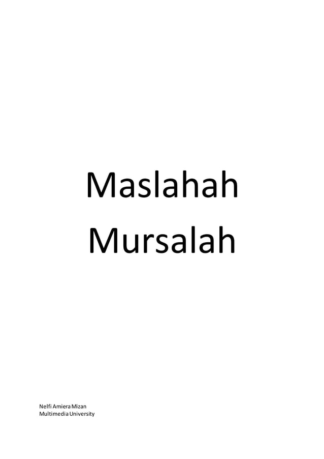 Maslahah mursalah | DOCX | Islam | Religion & Spirituality