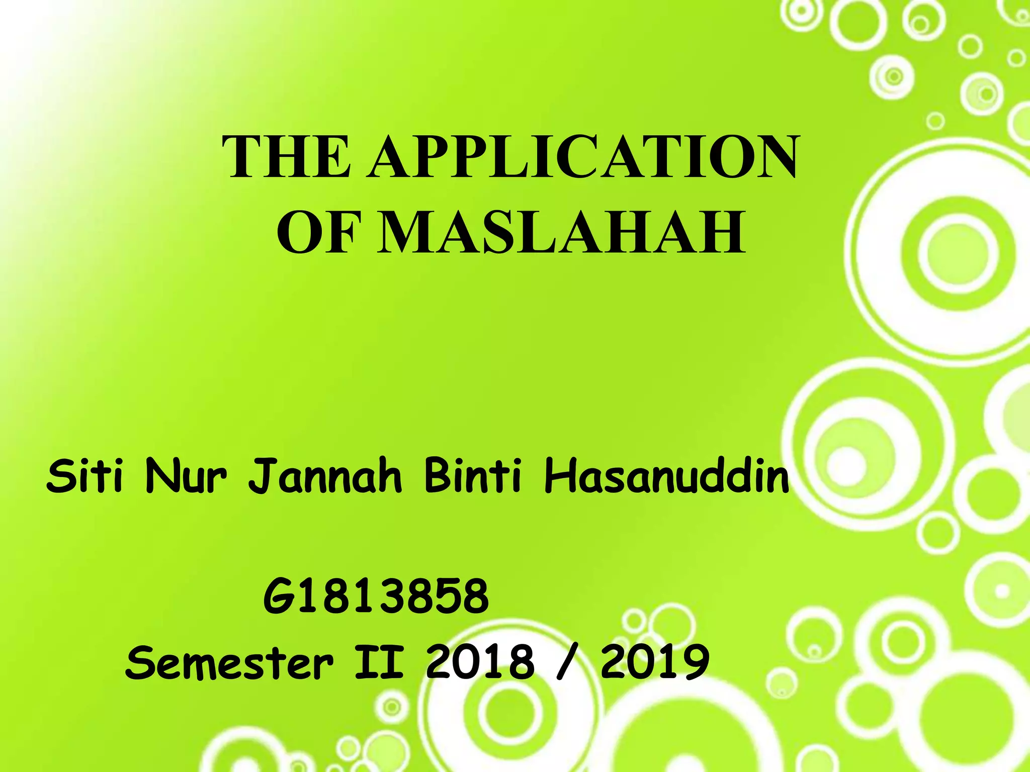 application of Maslahah | PPT