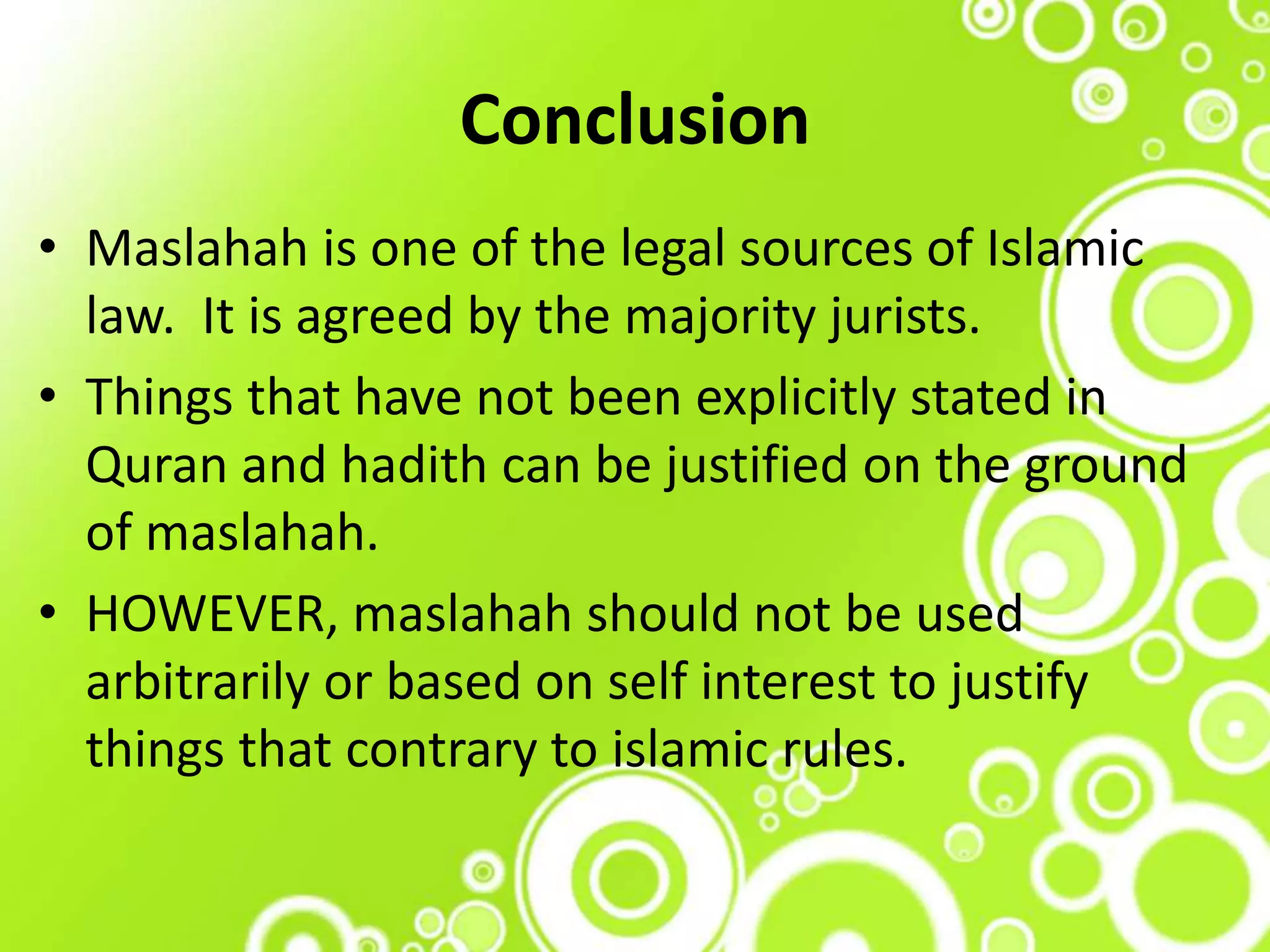 application of Maslahah | PPT