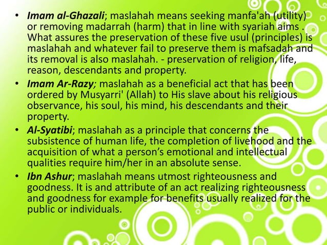 application of Maslahah | PPT