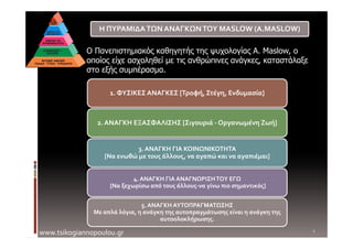 Η πυραμίδα των αναγκών του Maslow | PDF