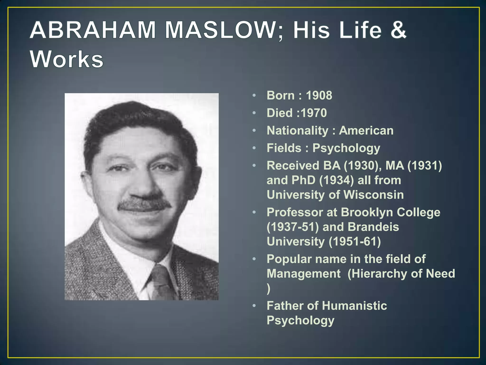 Maslow and rogers (humanistic and cognivitism learning | PPTX