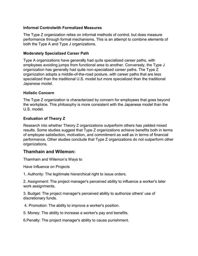 Maslow, herzberg, mc clelland, ouchi, thamhain and wilemon and convey ...