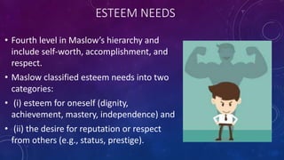 MASLOW HIERARCHY OF NEEDS - Self - actualization, Self- esteem needs ...