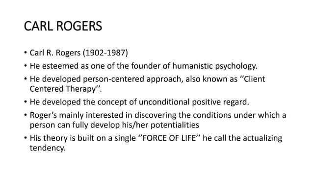 Humanistic Perspective (Abraham Maslow and Carl Rogers) | PPTX | Mental ...