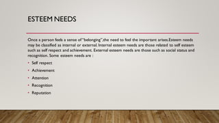 MASLOW’S HIERARCHY OF NEEDS | PPT