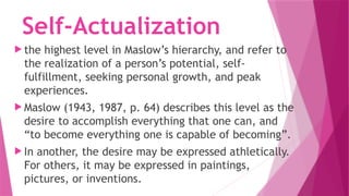 Maslow's Hierarchy of Human needs by Abraham Maslow | PPTX