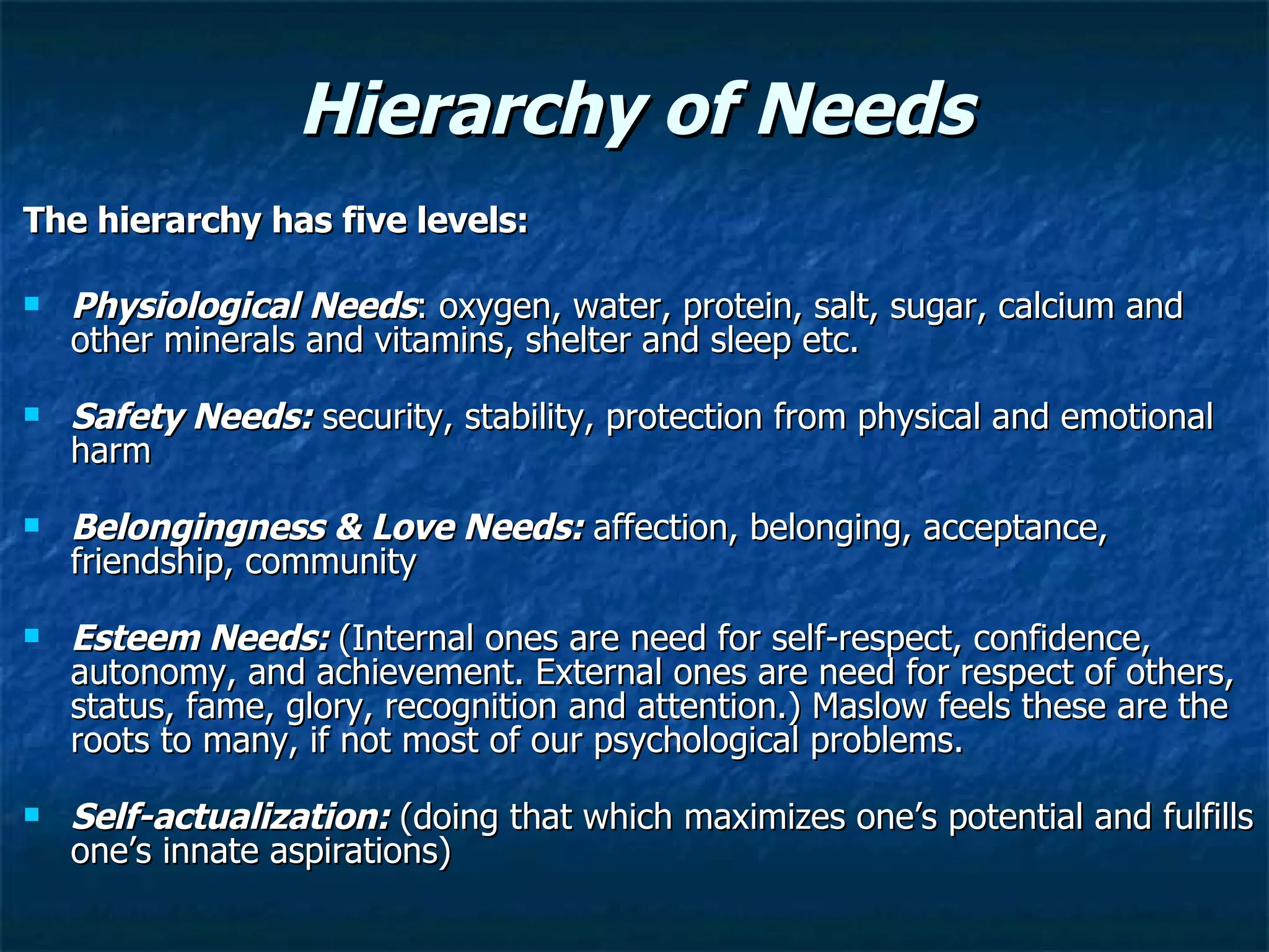 Maslow's Hierarchy of Needs | PPT