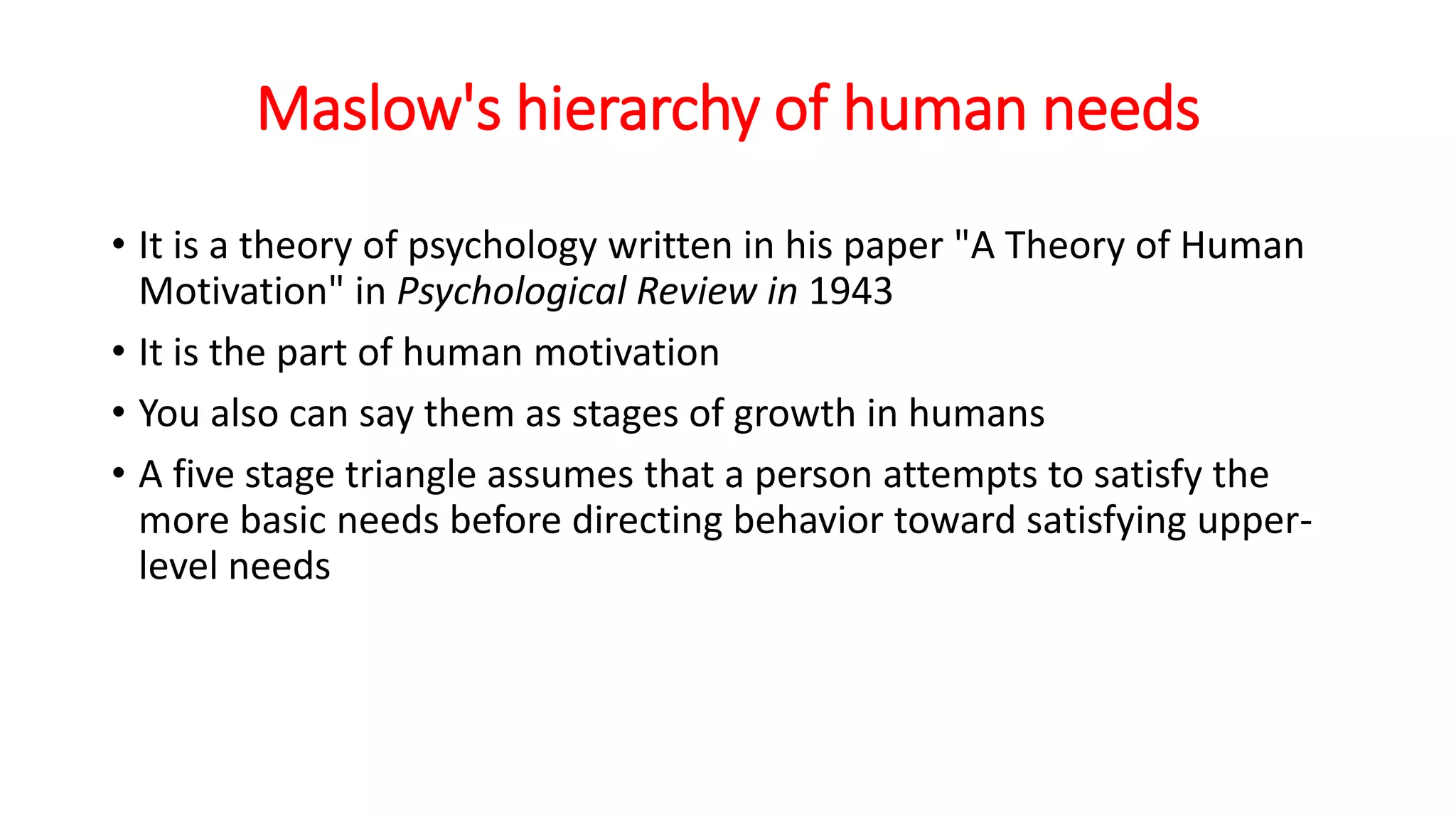 Maslow's theory | PPTX