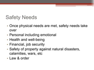 Maslowstheoryofhierarchyofneeds 111115081432-phpapp02 | PPTX