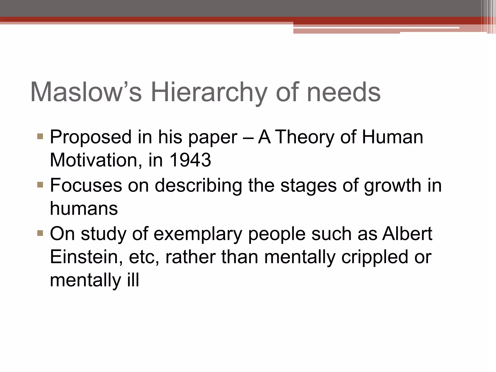 Maslow’s Theory of Hierarchy of Needs | PPTX