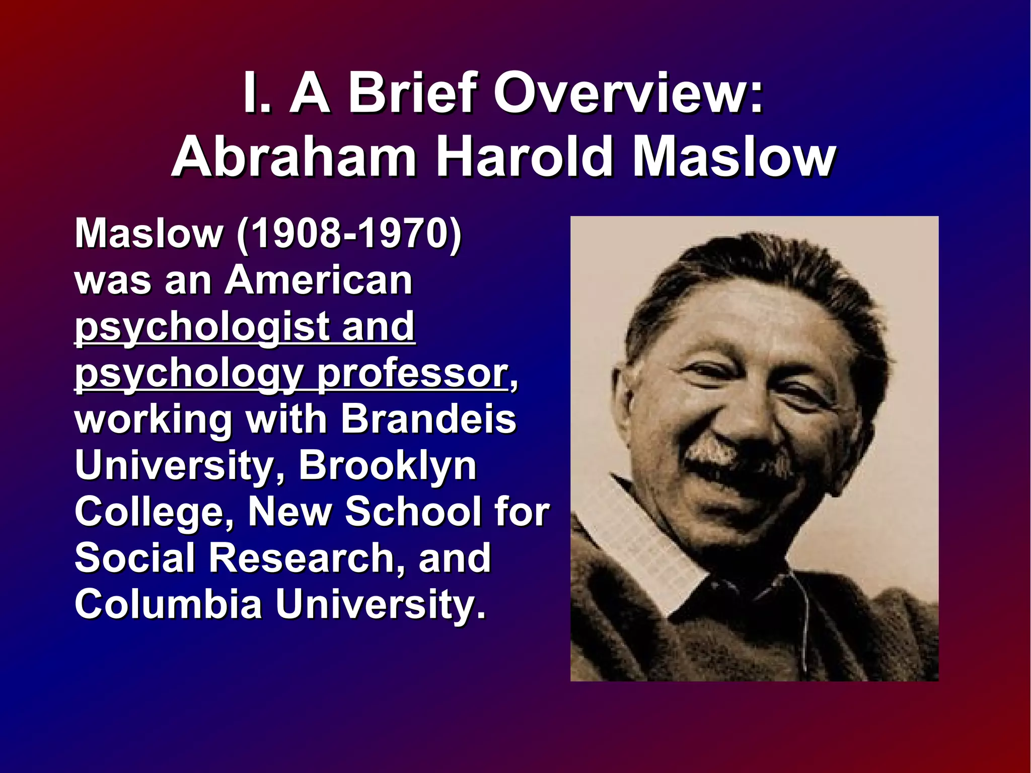 Maslow's theory of motivation and hierarchy of needs | PPT