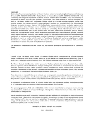 masonary building specifications and design | PDF