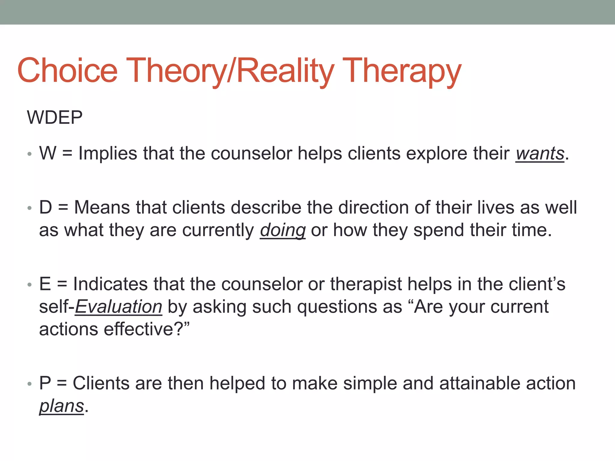 Choice Theory Reality Therapy-KLM Mason | PPTX