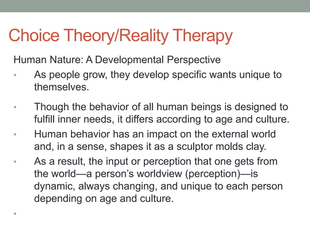 Choice Theory Reality Therapy-KLM Mason | PPTX | Medical Health