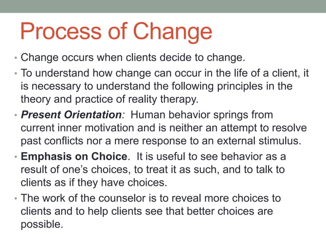 Choice Theory Reality Therapy-KLM Mason | PPTX | Medical Health