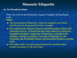 Masonic etiquette do's and don'ts | PPTX
