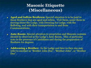 Masonic etiquette do's and don'ts | PPTX