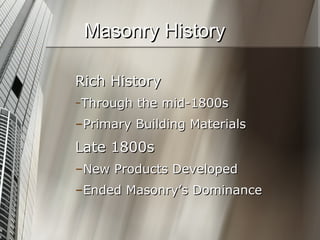 Masonry of Building | PPT