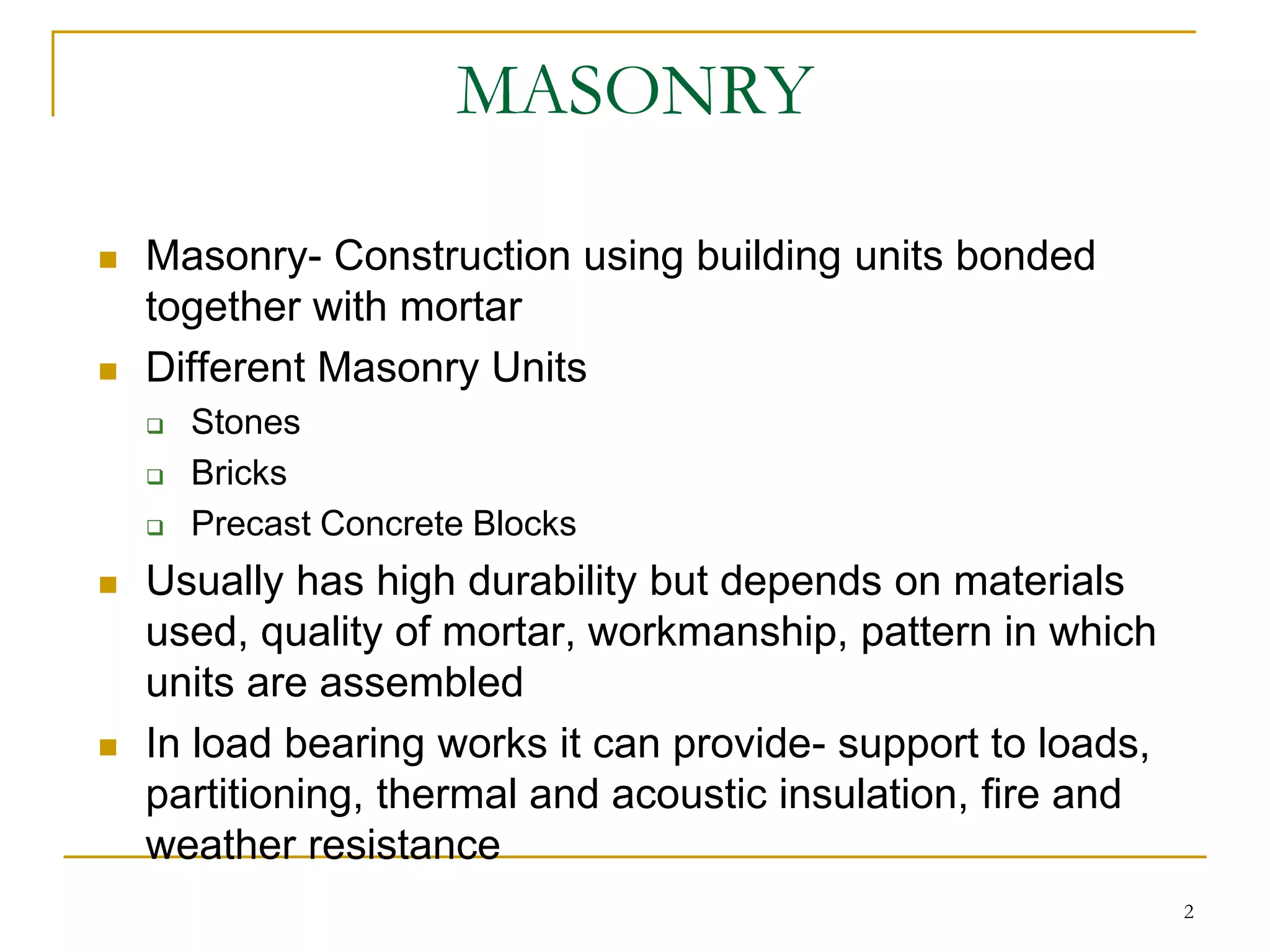 Brick Masonry and Stone Masonry | PPTX