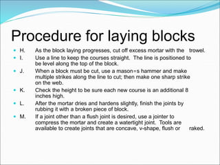 Civil construction steps to steps of masonry work | PPT