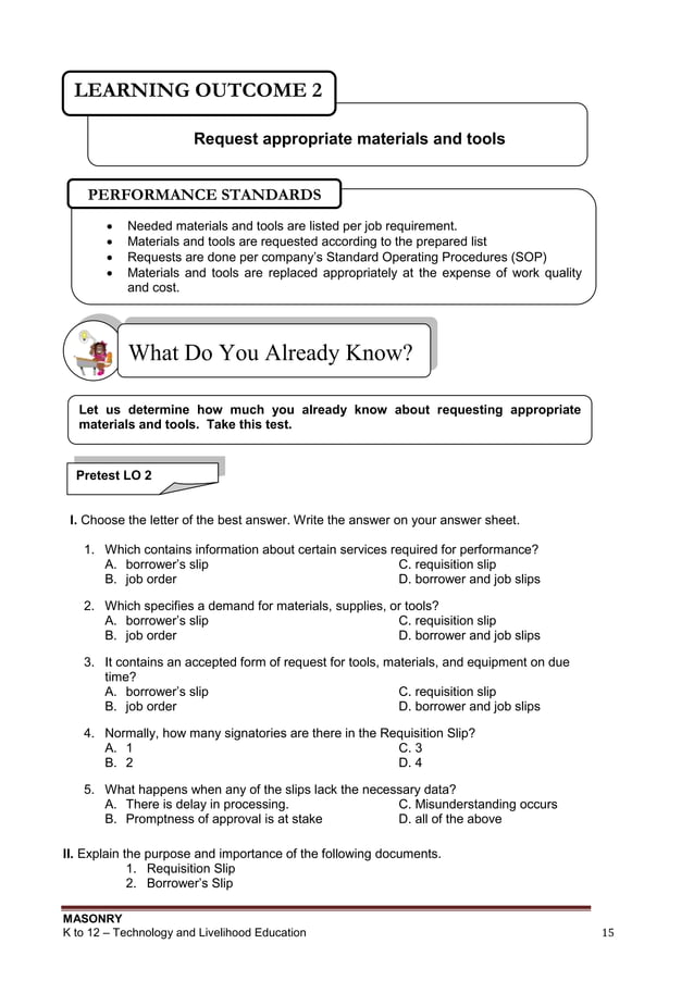 Masonry learning module | PDF | Secondary Education | Education