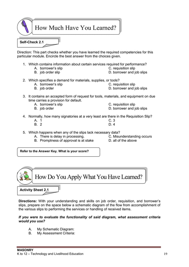 Masonry learning module | PDF | Secondary Education | Education