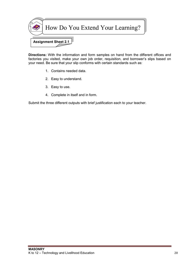 Masonry learning module | PDF | Secondary Education | Education