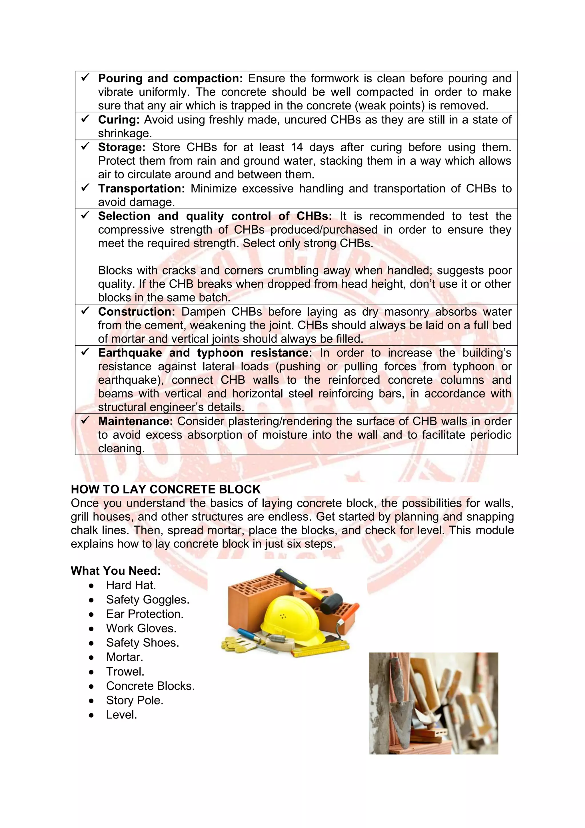 MASONRY NC II - CBLM | PDF