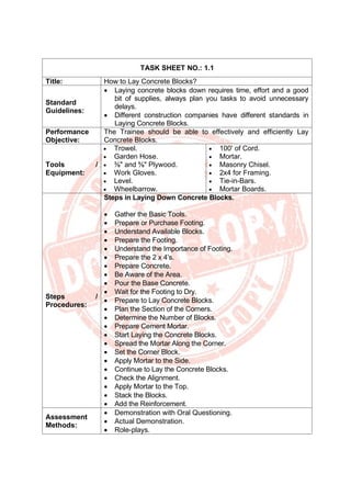 MASONRY NC II - CBLM | PDF