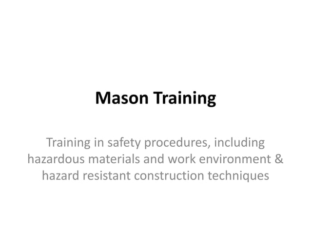 Mason Training.pptx | Vocational Training | Careers