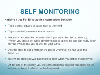Special Education: Self-monitoring | PPTX