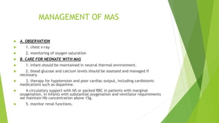 MECONIUM ASPIRATION SYNDROME IN NEWBORNS PPT | PPTX