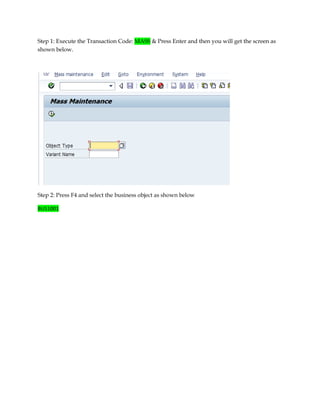 Material Master Mass Changes | DOCX | Business | Business and Finance
