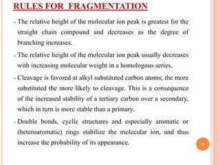 MASS-Fragmentation patterns, introduction, principles and applications | PPT | Chemistry | Science