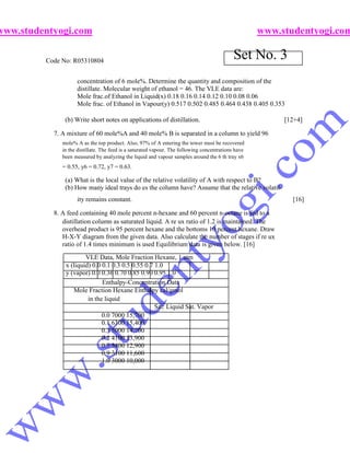 Mass Transfer Operations I Jntu Model Paper{Www.Studentyogi.Com} | PDF
