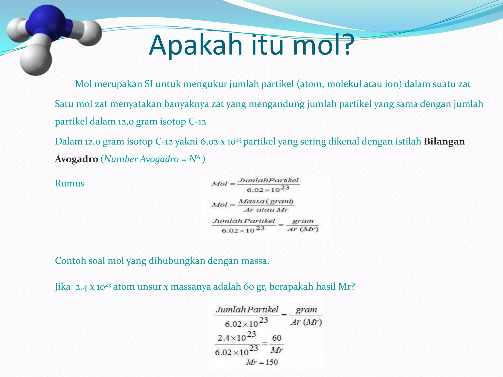 Massa atom, jumlah partikel dan mol | PPTX