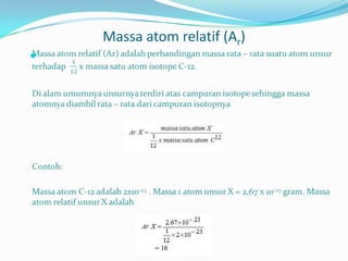 Massa atom, jumlah partikel dan mol | PPTX