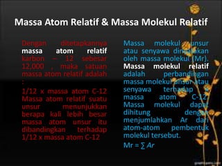 Massa Atom, Jumlah Partikel & Mol | PPTX