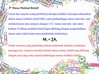 Massa atom, jumlah partikel, dan mol | PPTX